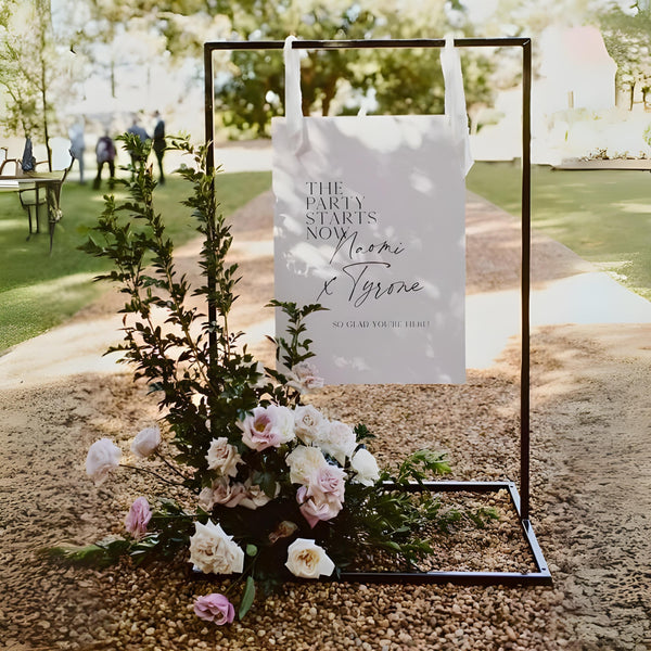 Black Metal Hanging Sign Holder for Rent | Welcome Signage Rentals ...